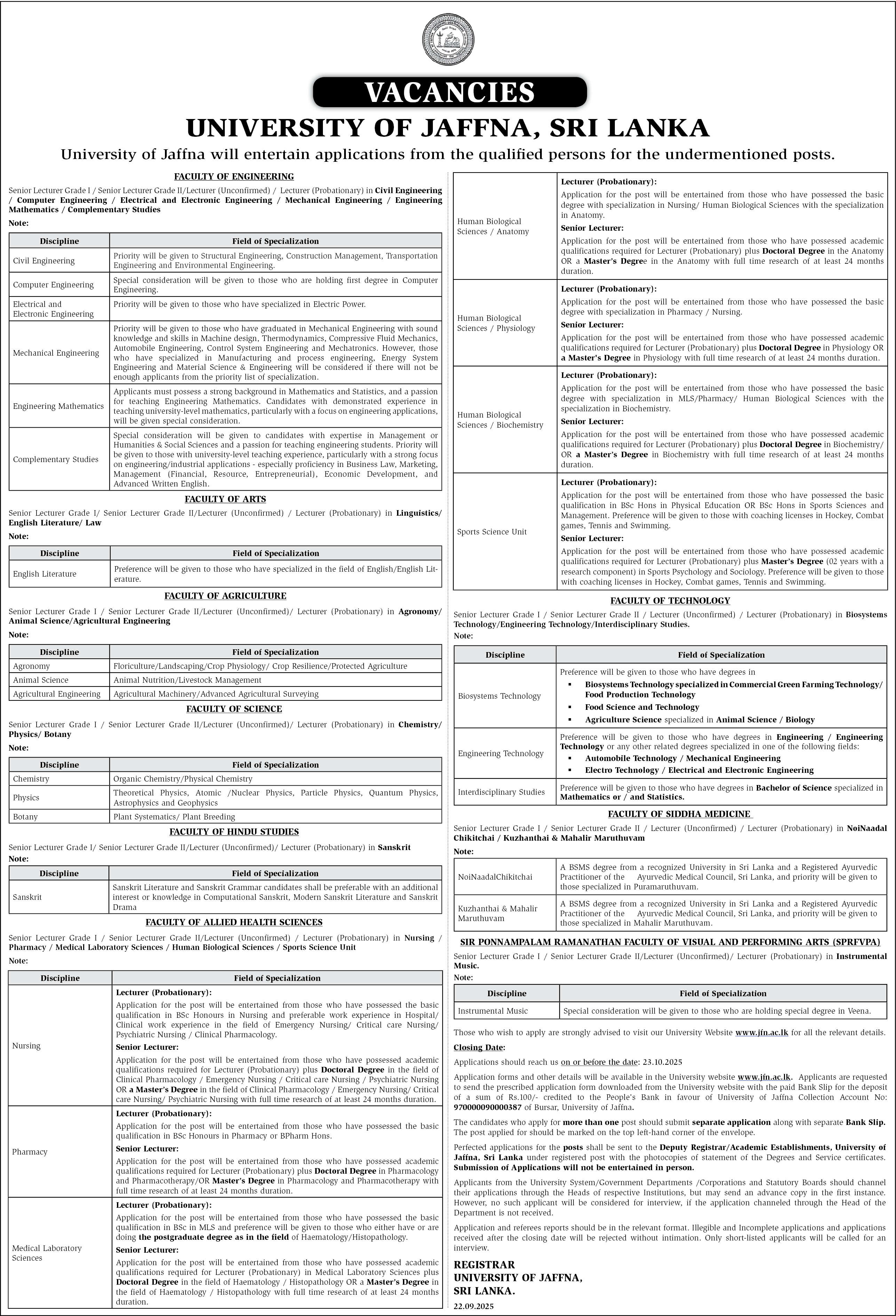 Senior Lecturer Grade I, Senior Lecturer Grade II, Lecturer in civil ...